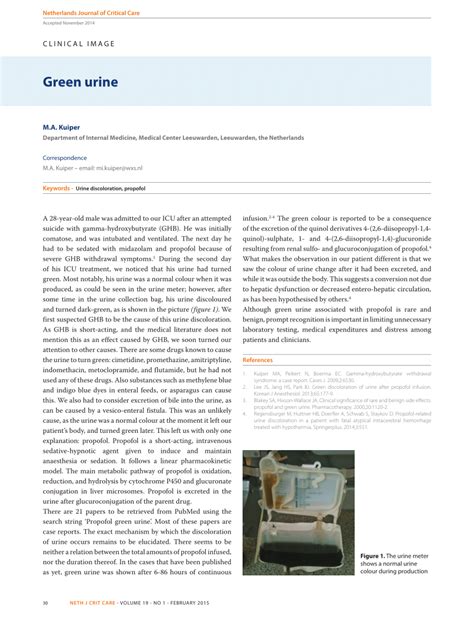 Pdf Clinical Image Green Urine