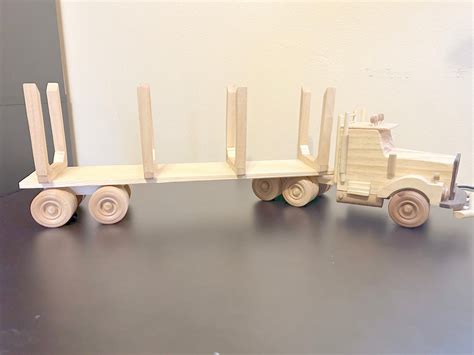 Wooden Toy Logging Truck Etsy