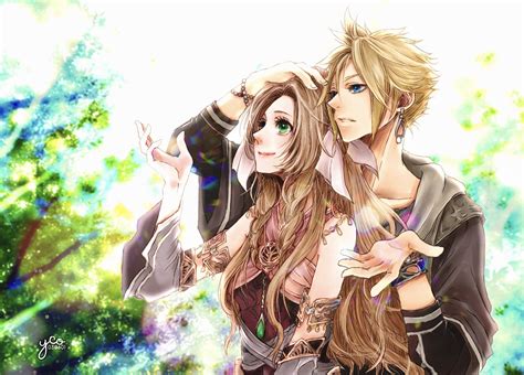 Cloud Strife And Aerith Gainsborough Final Fantasy And 2 More Drawn