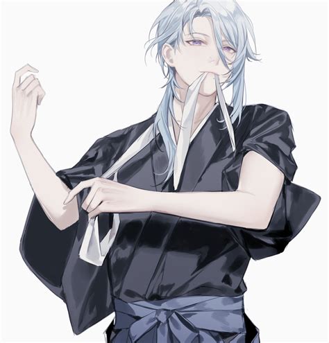 Safebooru 1boy Bangs Blue Hair Genshin Impact Hand Up Japanese