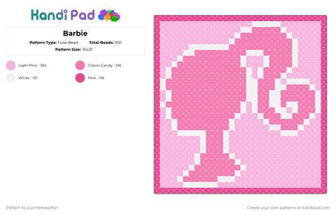 Barbie Fuse Bead Pattern Kandi Pad Kandi Patterns Fuse Bead