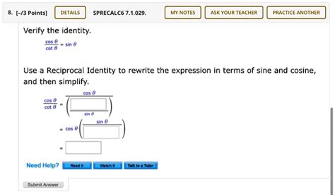 Solved [ 3 Points] Details Sprecalc6 7 1 029 My Notes Ask Your