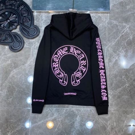 Chrome Hearts Sweaters Chrome Hearts Black Hoodie With Pink Accents