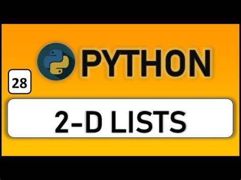 Creating Two Dimensional List In Python YouTube