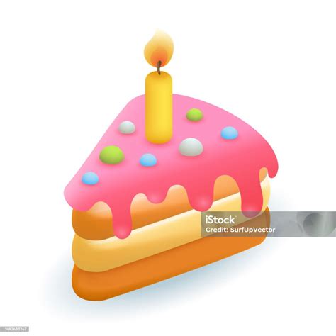 Sepotong Kue Ulang Tahun Ilustrasi Vektor 3d Ilustrasi Stok Unduh Gambar Sekarang Desain