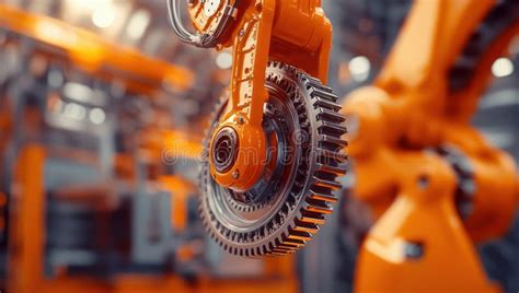 Industrial Robotic Arm Assembling Metal Gears In Automated Factory Stock Image Image Of