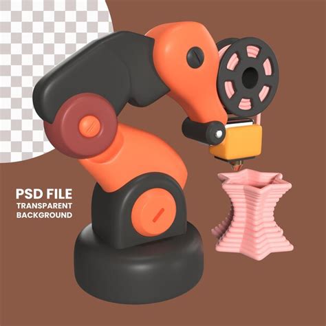 Premium Psd Robot Arm 3d Printer 3d Illustration Icon