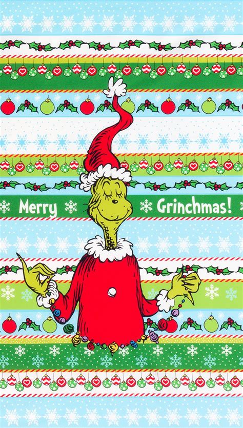 24 X 44 Panel How The Grinch Stole Christmas Stripes Book Character Officially Licensed By Dr
