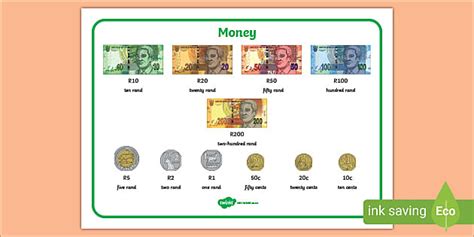 Sa Money Coins And Notes Word Mat Teacher Made Twinkl