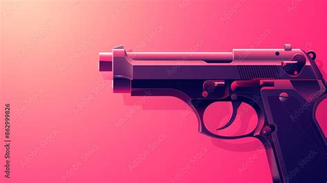 Icon Of A Silenced Pistol With A Silencer Red Gradient Backdrop