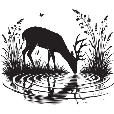 Peaceful Deer Drinking Water Illustration 53770875 Vector Art At Vecteezy