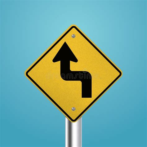 Sharp Left Turn Sign Vector Illustration Decorative Design Stock