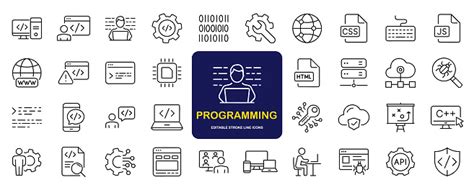 Jeu De Codage De Programmation Dicônes Web Dans Le Style De Ligne