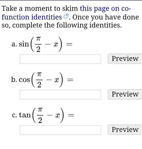 Free Take A Moment To Skim This Page On Co Function Identities Once
