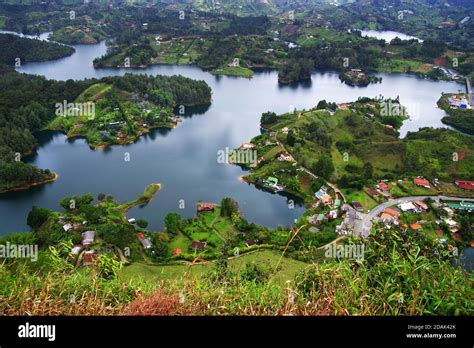 Aerial View Of Guatape Lake El Penol In Antioquia Colombia South
