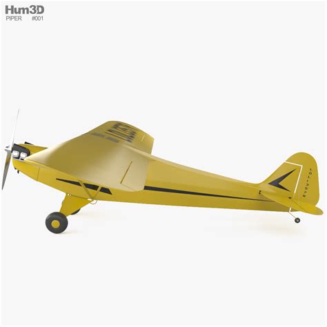 Piper J3 1956 With Hq Interior 3d Model Download Light Aircraft On