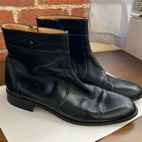 Bally Shoes Bally Boots Vintage Black Leather Ankle Zipup Mens Size