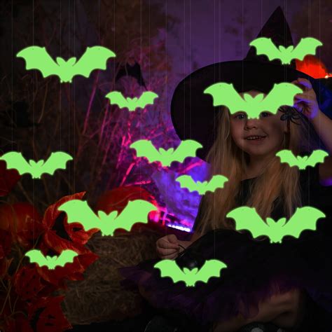 Halloween Glow In The Dark Bat Stickers Luminous Wall Decals For Scary Party Decorations Self