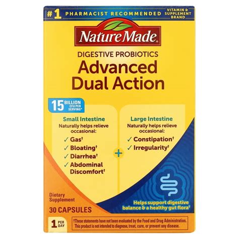 Nature Made Digestive Probiotics Advanced Dual Action 15 Billion Cfu