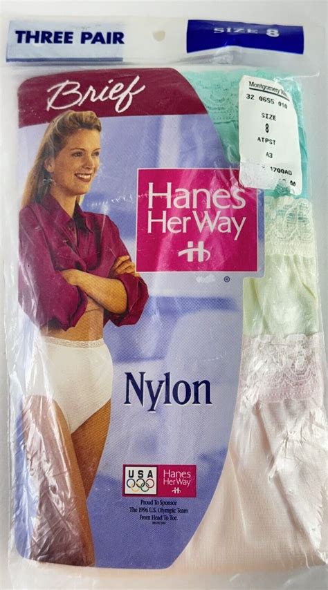 New Lot Of 3 Vtg 1994 Hanes Her Way Nylon Briefs With… Gem