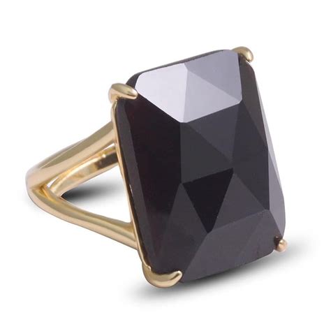 Black Obsidian Ring Rectangle Black Obsidian Crystal Ring For Women