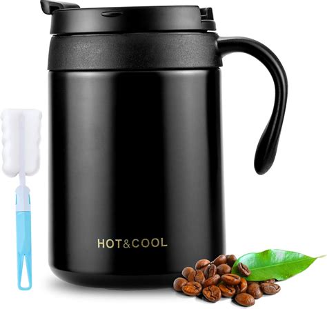 Insulated Coffee Mug With Handle And Lid 500ml Double Wall Stainless
