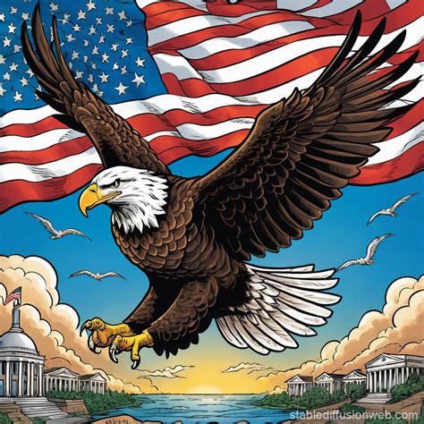 Flying Eagle Holding American Flag Stable Diffusion Online