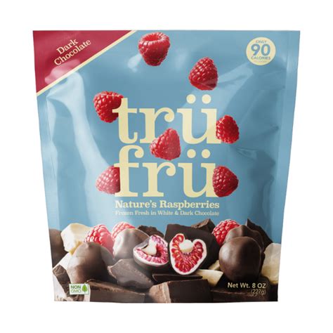 Tru Fru Natures Raspberries Hyper Chilled In White And Dark Chocolate