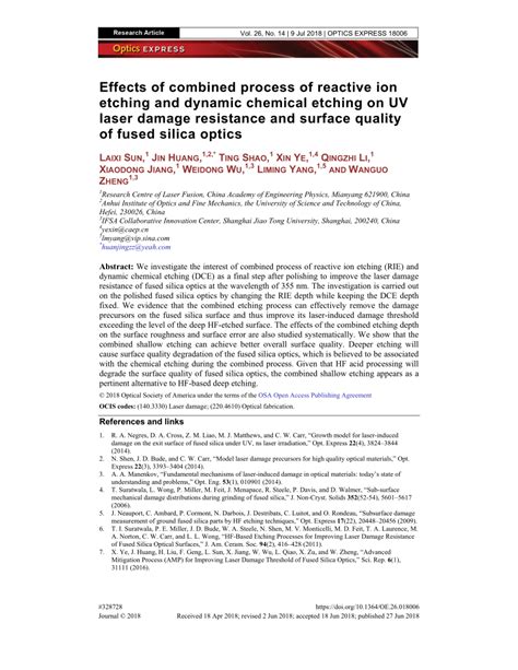 Pdf Effects Of Combined Process Of Reactive Ion Etching And Dynamic Chemical Etching On Uv