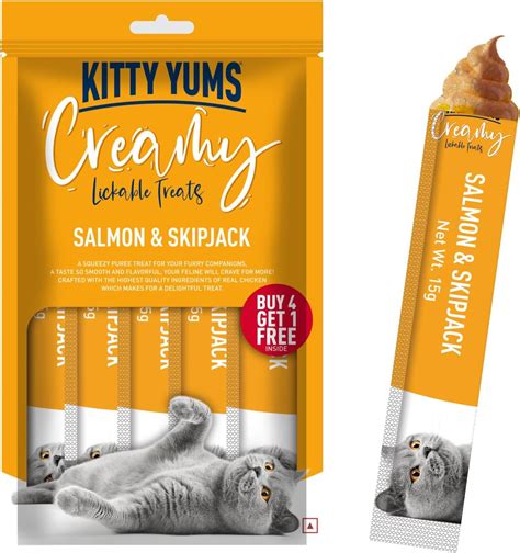 Kitty Yums Creamy Lickable Cat Treat Salmon And Skipjack Flavour15g X