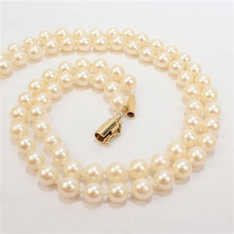 Pearl And 14 Karat Gold Barrel Clasp Necklace For Sale At 1stdibs