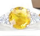 Bezel 17 25ctw Emerald Cut Yellow Sapphire And Diamond Ring 18k White And Yellow Gold