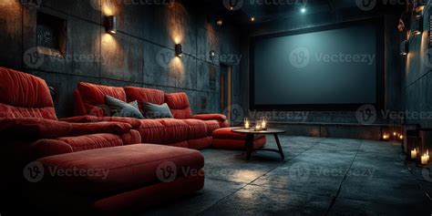 Cozy Home Theater With Plush Seating And Ambient Lighting For A Perfect