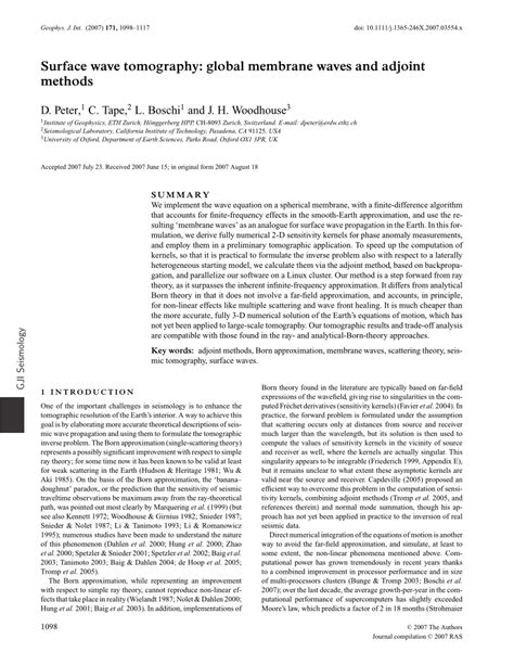 Pdf Surface Wave Tomography Global Membrane Waves And Adjoint Methods