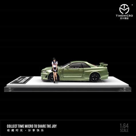 Time Micro 164 Nissan Gt R R34 Millennium Jade With Figure