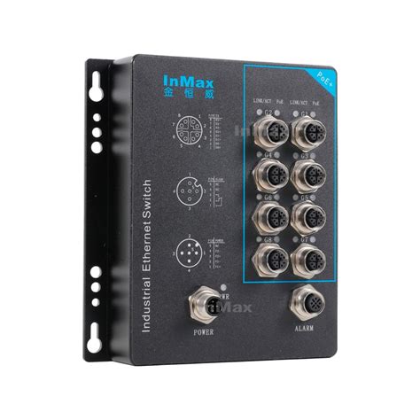 Inmax 8 Port X Code Gigabit Poe Switch Ip67 Waterproof M12 Railway