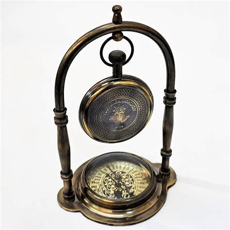 Brass Table Clock With Compass Vintage Desk Clock At ₹ 1000piece