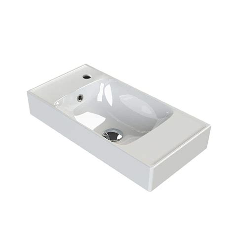 Nameeks Sharp Modern White Ceramic Rectangular Wall Mounted Sink With