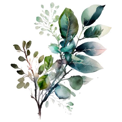 Premium Vector A Watercolor Painting Of Green Leaves And Branches