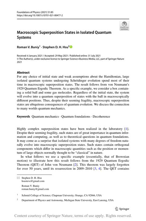 Macroscopic Superposition States In Isolated Quantum Systems