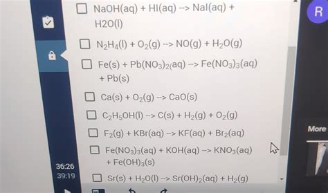 Solved Which Of The Following Chemical Reactions Are