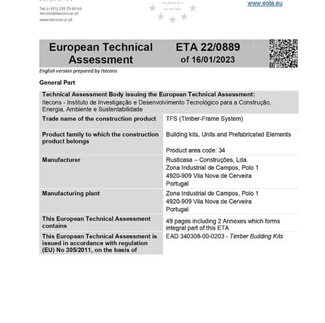 New European Technical Assessment For The Tfs System Rusticasa