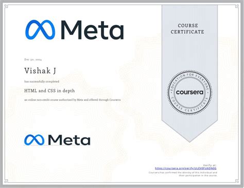 Vishak Jagan On Linkedin Im Thrilled To Announce That I Have Completed The Html And Css In Depth