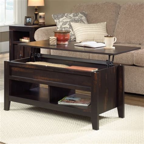 Sauder Dakota Pass Engineered Wood Lift Top Coffee Table In Char Pine