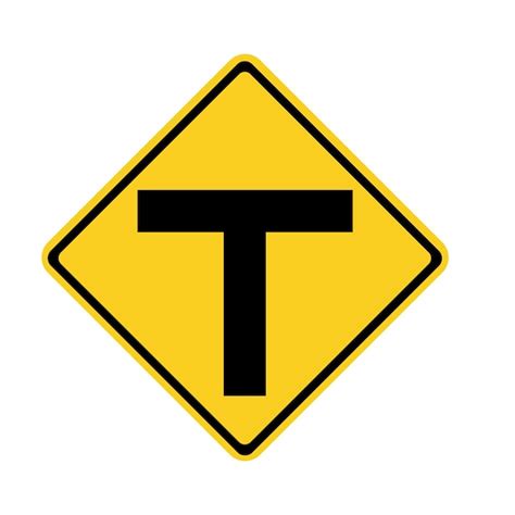Premium Vector T Intersection Warning Sign Vector Illustration