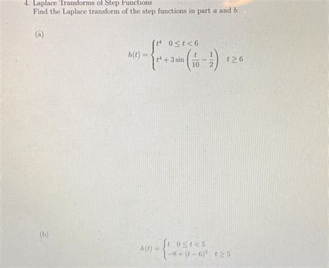 Solved 4 Laplace Transforms Of Step Functions Find The