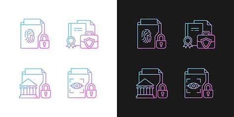 Collection Of Gradient Icons For Personal Sensitive Data In Dark And