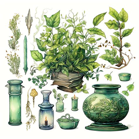 Premium Ai Image Beautiful Magic Symbols Green Magical Clipart