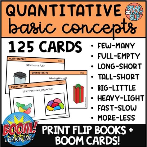 Quantitative Concepts Flip Book And Boom Cards By Speakeazyslp Tpt