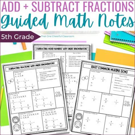 5th Grade Adding And Subtracting Fractions And Mixed Numbers Guided